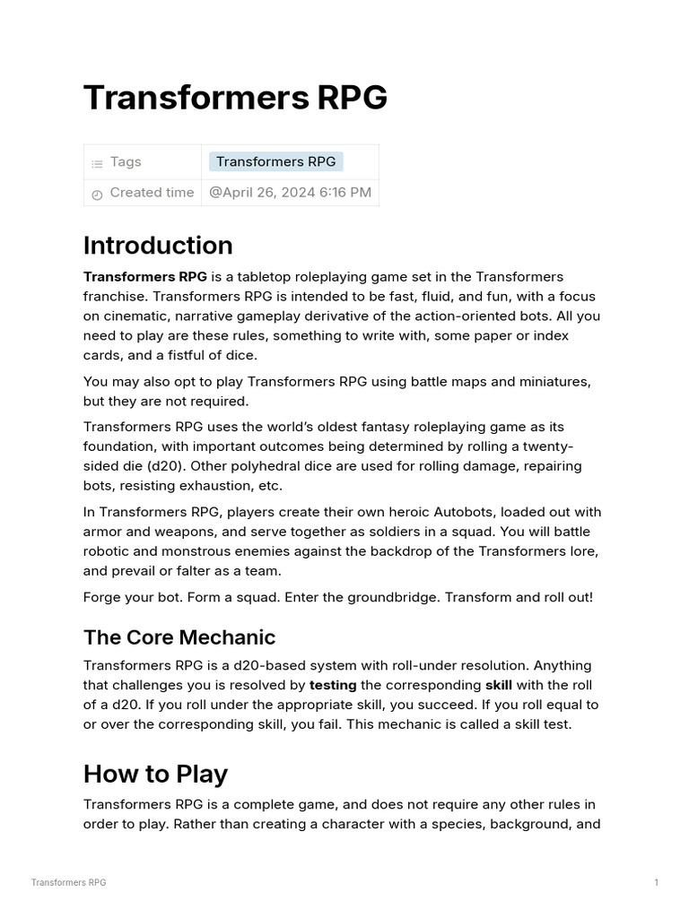 Transformers_RPG | PDF | Role Playing Games | Armour