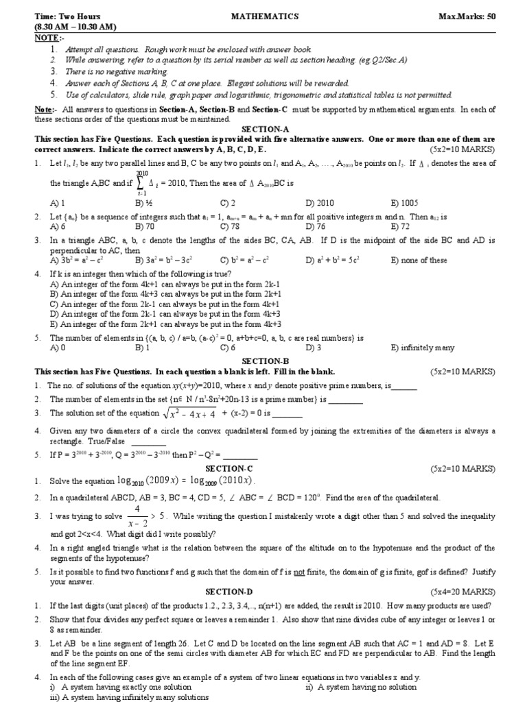 (WWW - Entrance-Exam - Net) - SAT Mathematics Sample Paper 1 | PDF ...