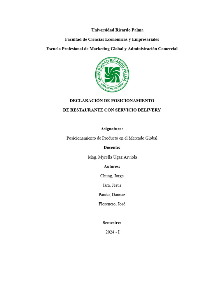 Declaración PP 02 04 24 Urp | PDF | Marca | Entrega (Comercio)