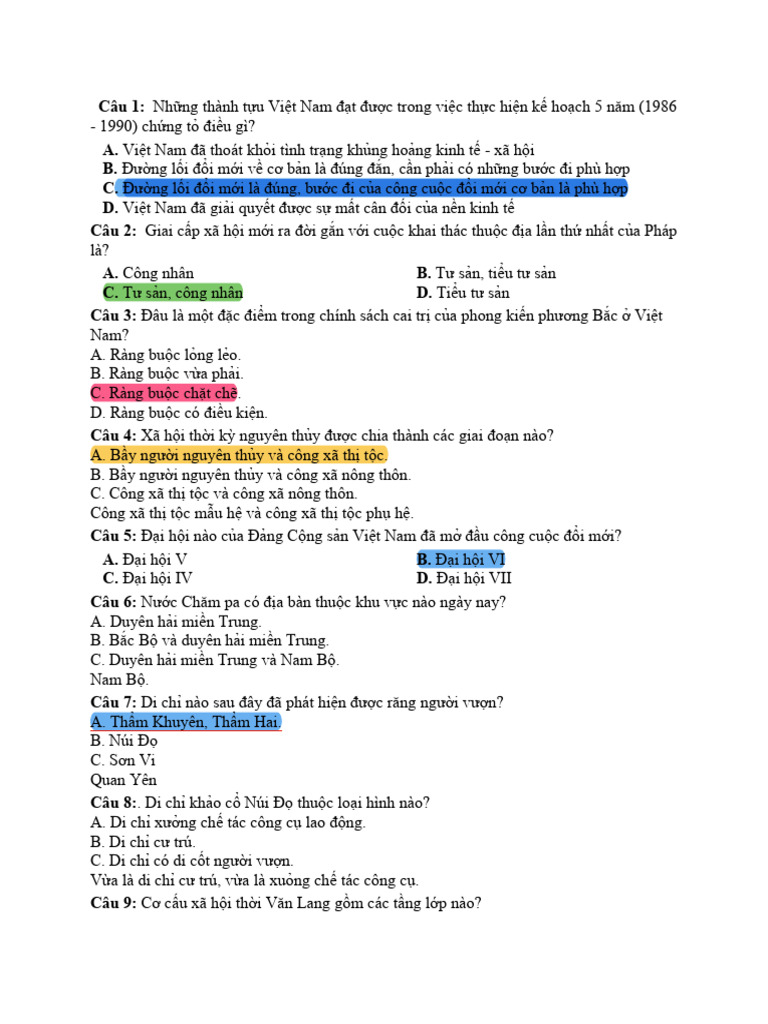 Cau Hoi On (TT LSVN) - d23 | PDF