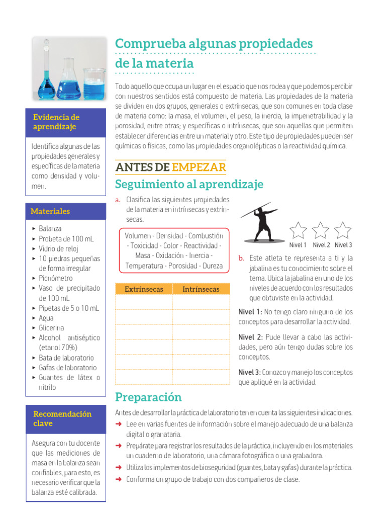 PROPIEDADES DE LA MATERIA LABORATORIO. | PDF | Laboratorios | Importar