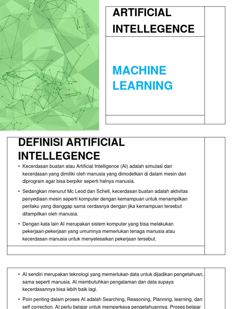 Materi PTD Kecerdasan Buatan MACHINE LEARNING | PDF