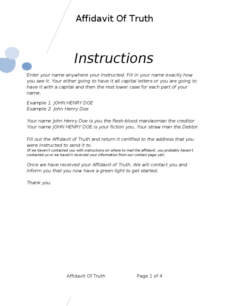 Affidavit of Truth Templete | PDF | Affidavit | Notary Public