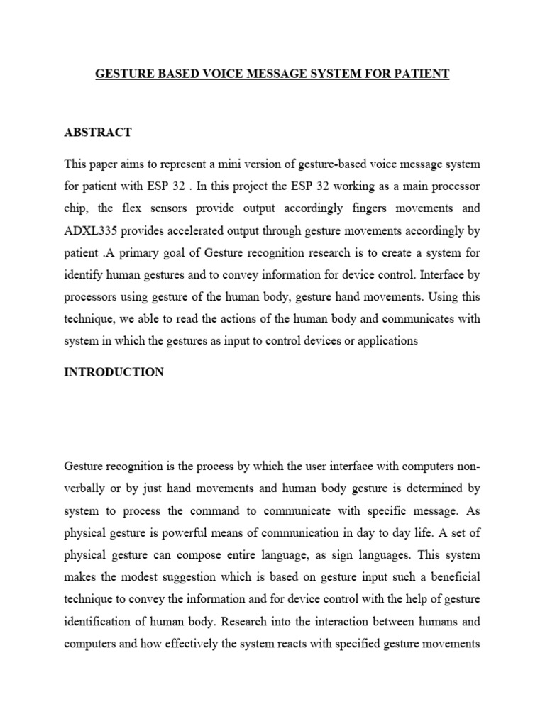 Gesture Based Voice Message System For Patient | PDF | My Sql | Input ...