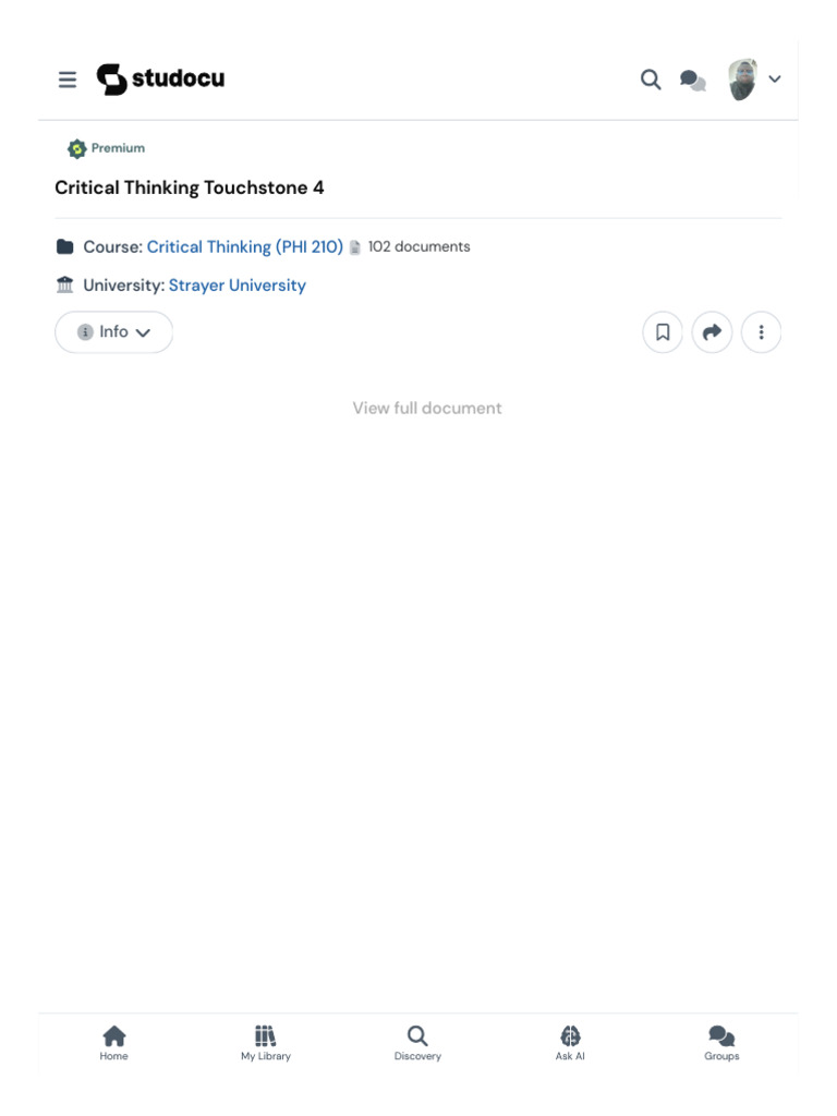 Critical Thinking Touchstone 4 | PDF | Philosophy | Science & Mathematics