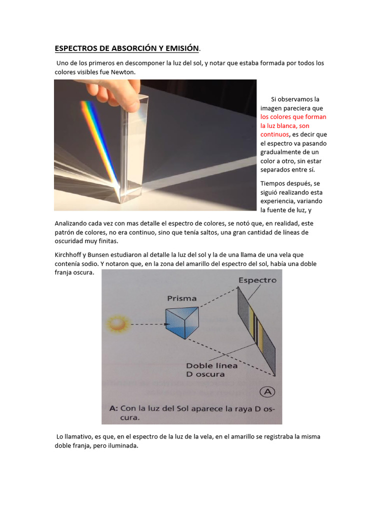 6.espectros de Absorción y Emisión | PDF | Espectro de emisión | Ligero 6.espectros de Absorción y Emisión | PDF | Espectro de emisión | Ligero