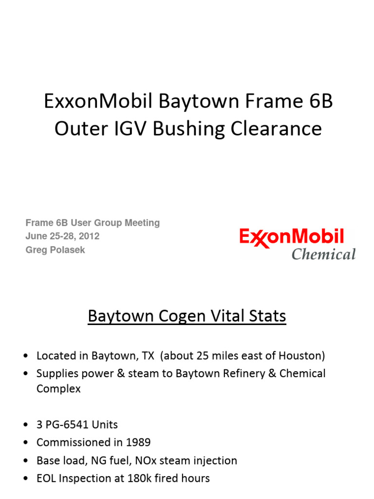 ExxonMobil Baytown IGV Bushing Issue | PDF | Home & Garden | Computers