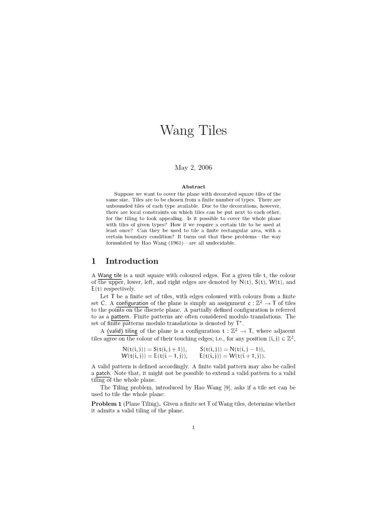 Wang Tiles | Download Free PDF | Mathematics | Mathematical Logic