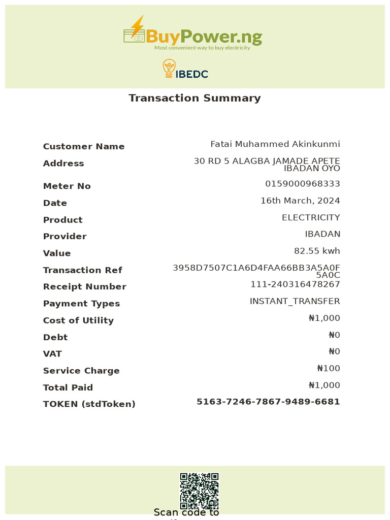 Buy Power Receipt | PDF