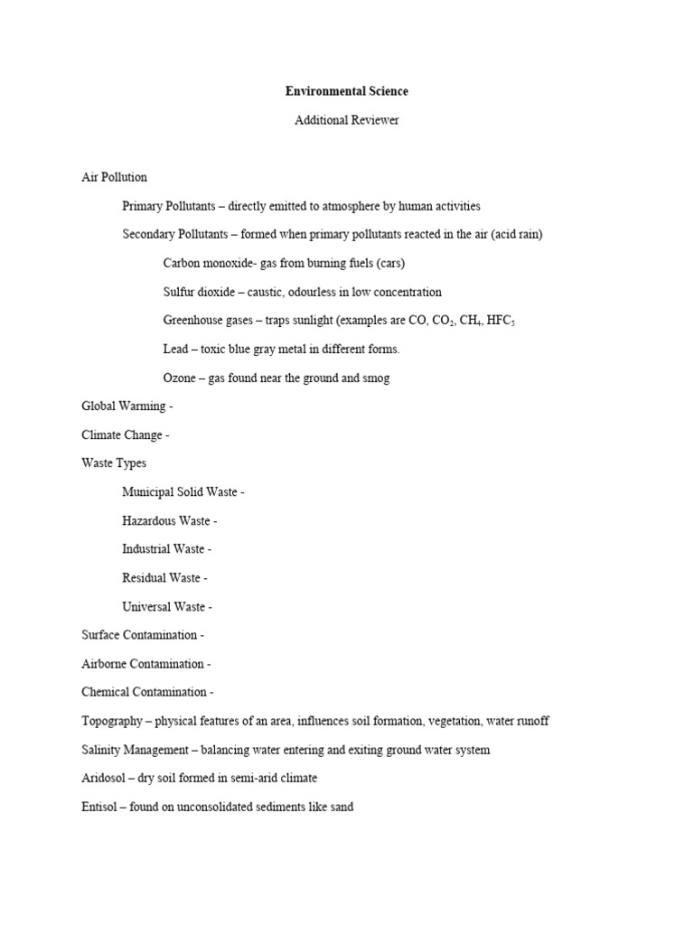 Environmental Science Finals Reviewer | PDF | Soil | Waste
