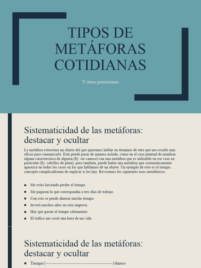 Tipos de Metáforas Cotidianas | PDF | Metáfora | Mente