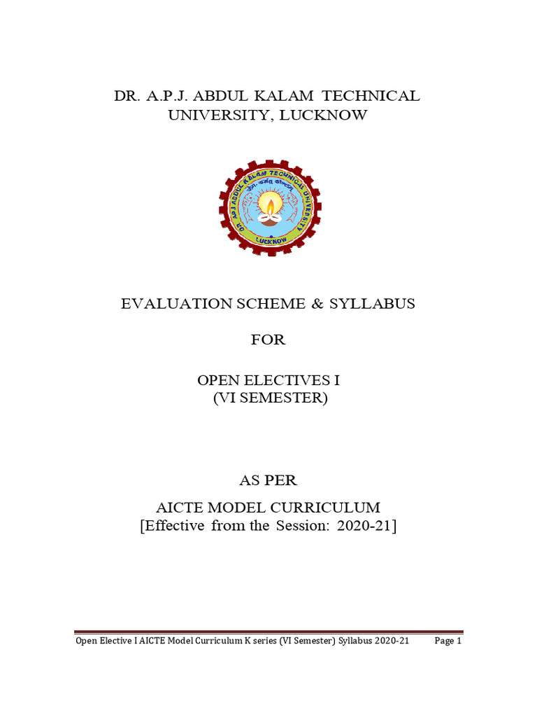Open Electrive I - VI Semester - AICTE Model Curriculum 2020-21 | PDF | Equations | Ordinary ...
