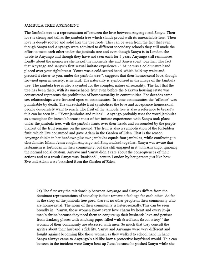 JAMBULA TREE ASSIGMENT | PDF | Homosexuality | Mammalian Sexuality