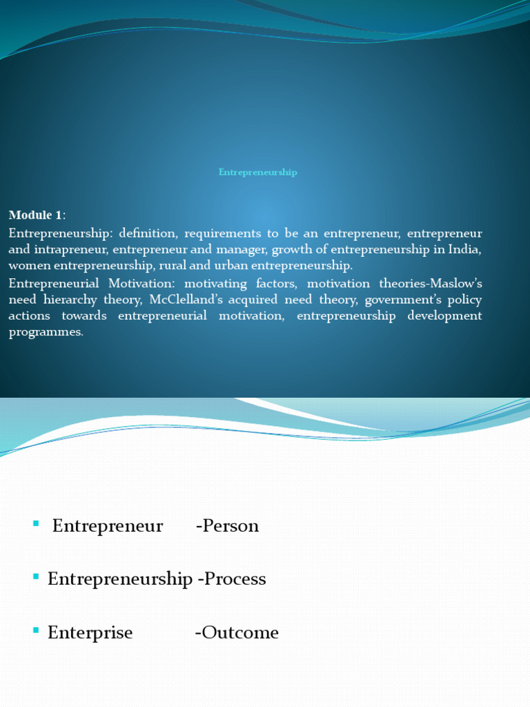 Module 1 | PDF | Entrepreneurship | Motivation