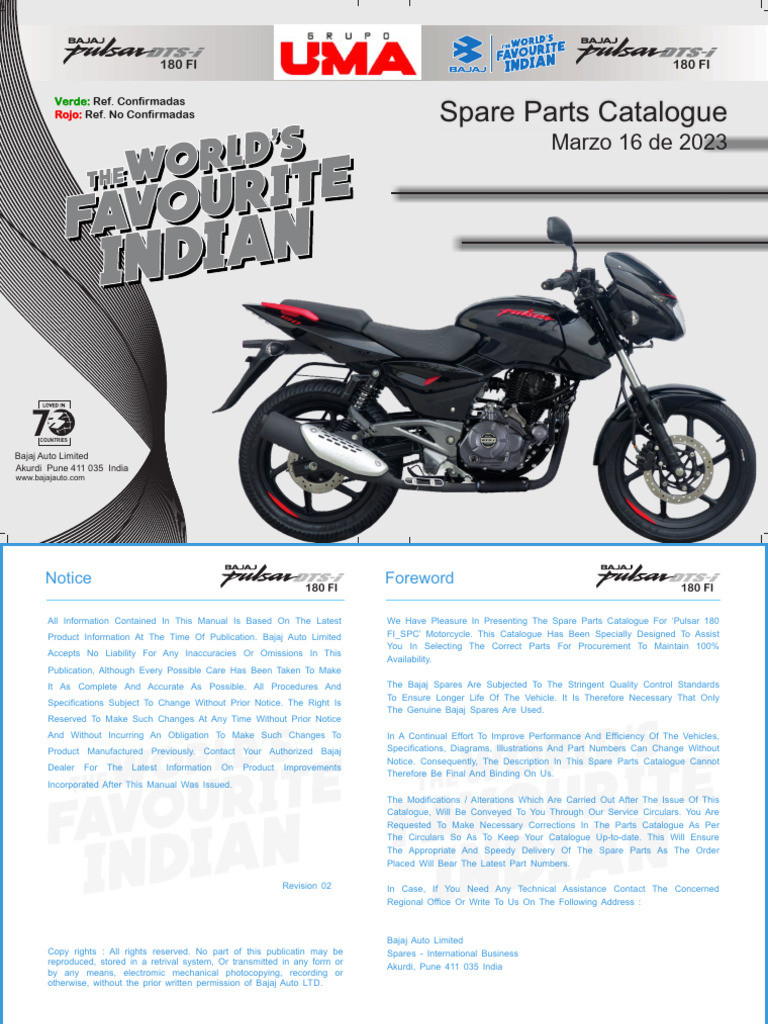 Pulsar 180 FI Spare Parts Catalogue | PDF | Vehicle Parts | Vehicle ...