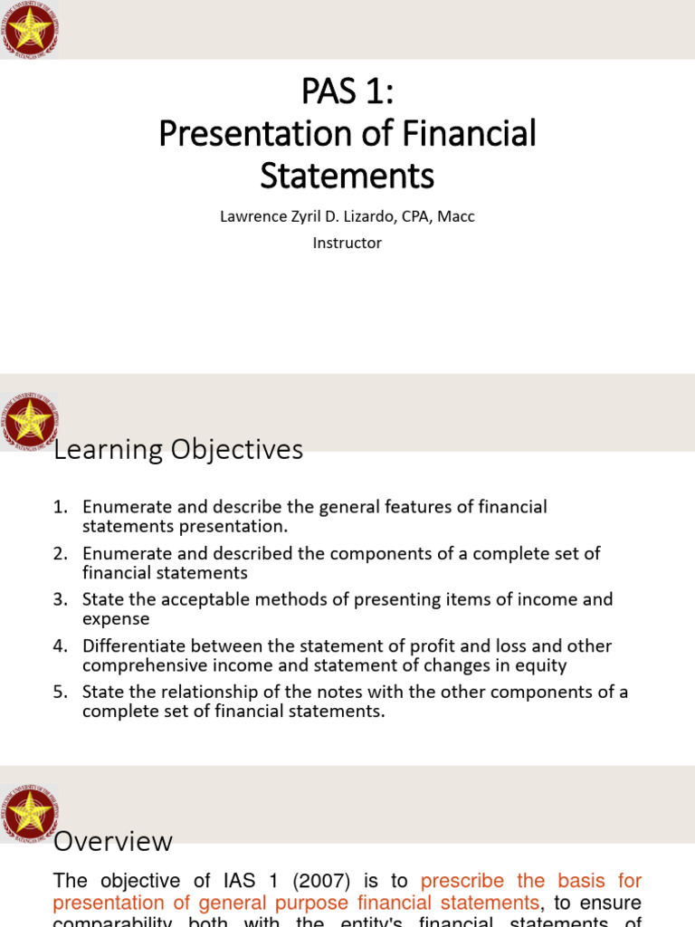 PAS 1 Presentation of Financial Statements | PDF | Financial Statement ...