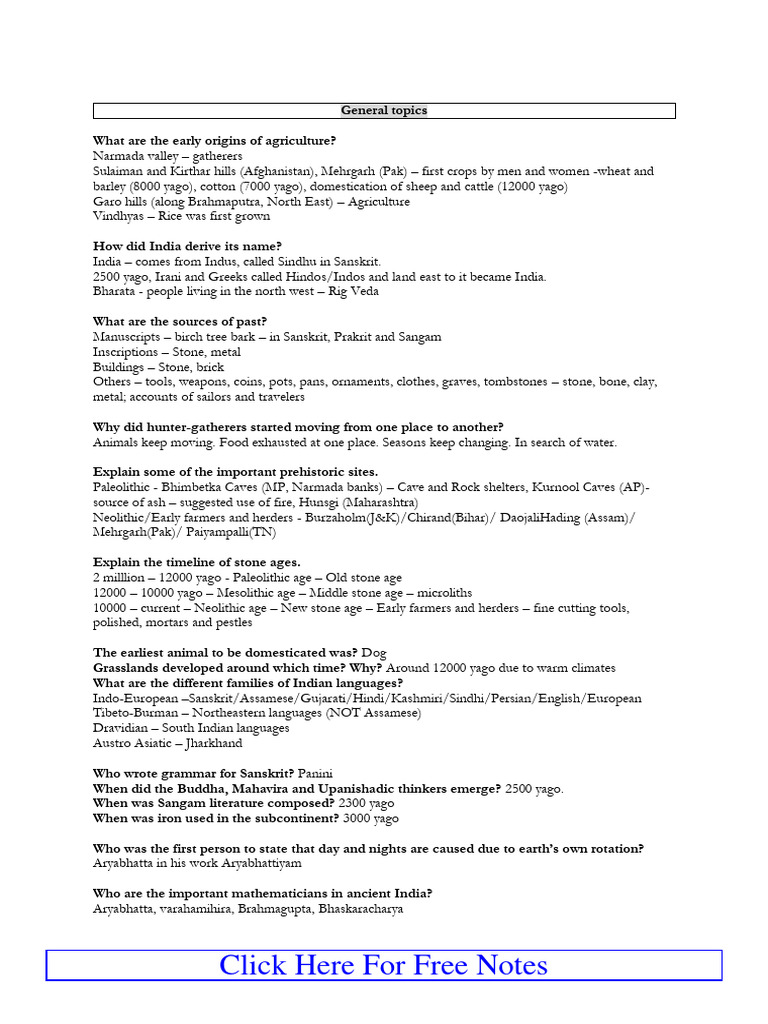 Ancient History NCERT Important Topics | PDF | Vedas | Ashoka