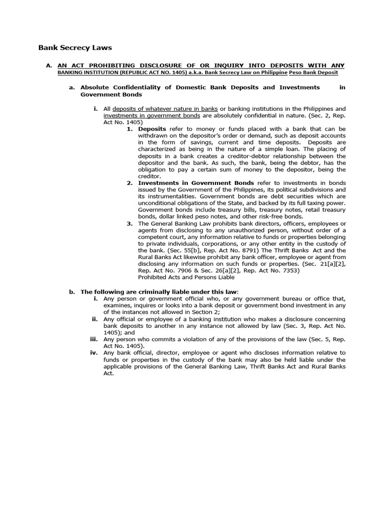 Bank Secrecy Laws | PDF | Banks | U.S. Securities And Exchange Commission