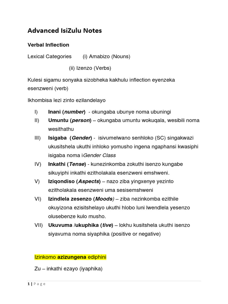 Three Verbal Inflection Notes 01 Pdf