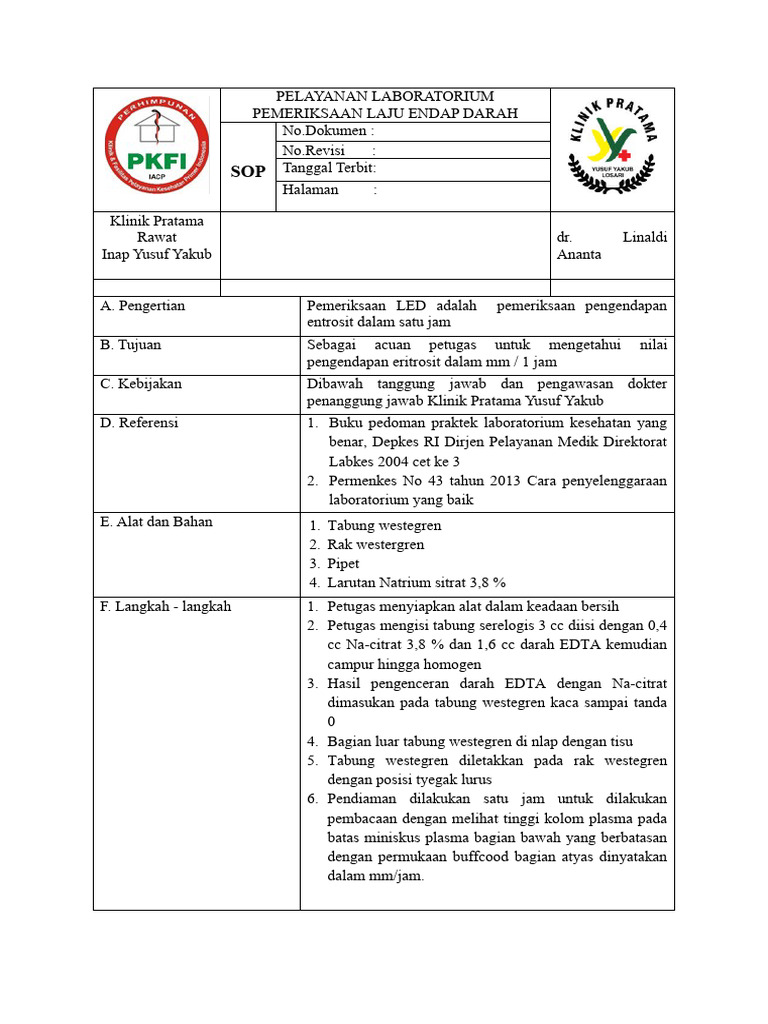 Sop Pemeriksaan Led | PDF