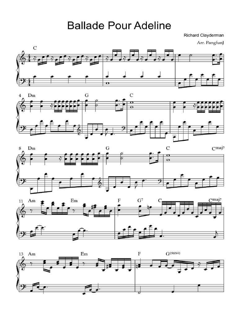 Ballade Pour Adeline - Richard Clayderman - PangfunJ Studio | PDF