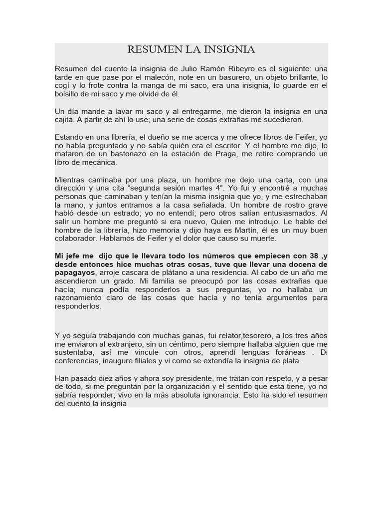 RESUMEN LA INSIGNIA | PDF