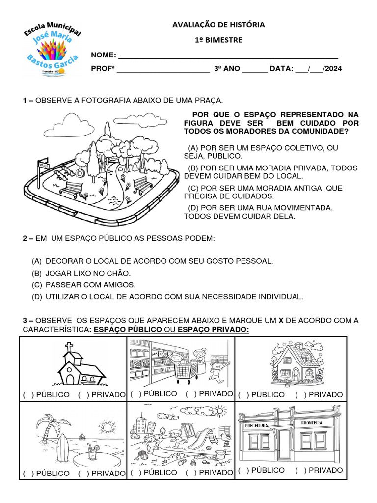 Avaliação Do 1º Bimestre De História Pdf