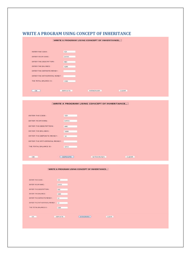 Write A Program Using Concept of Inheritance 117 | PDF