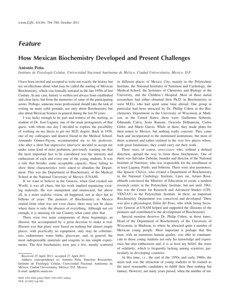 01 2011 How Mexican Biochemistry | PDF | Mexico