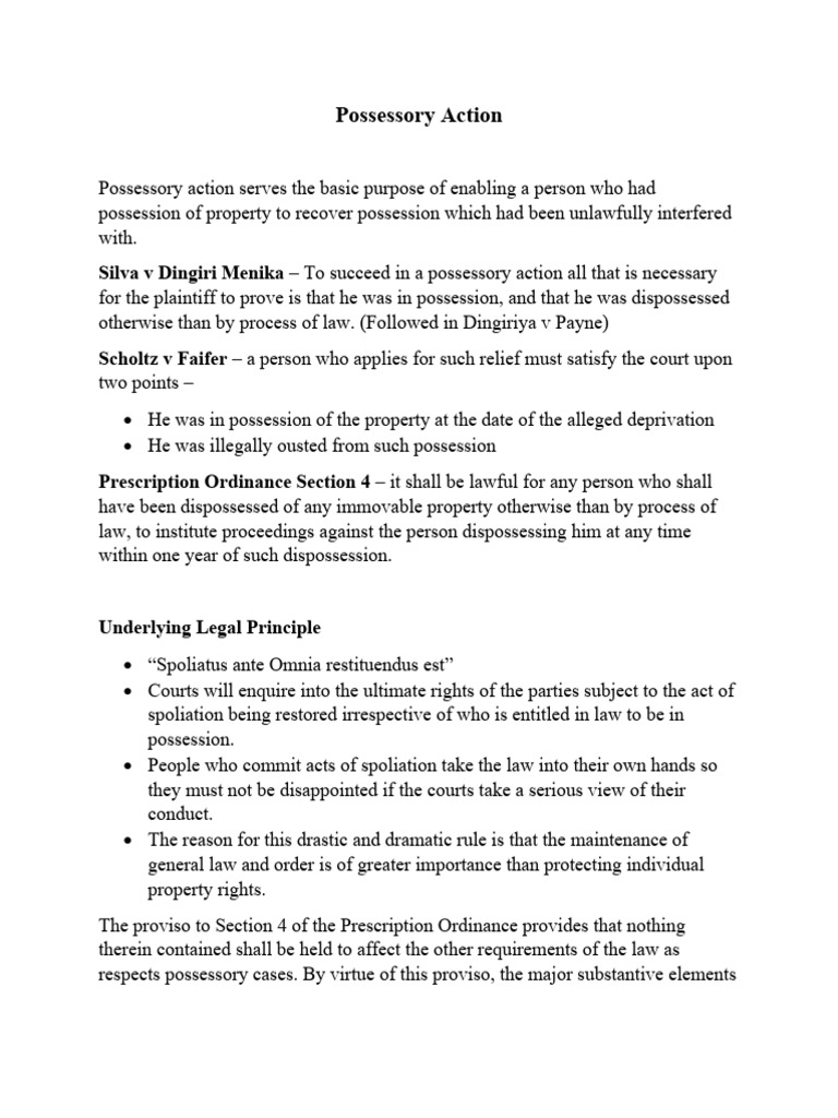 Possessory Action | Download Free PDF | Property | Public Law
