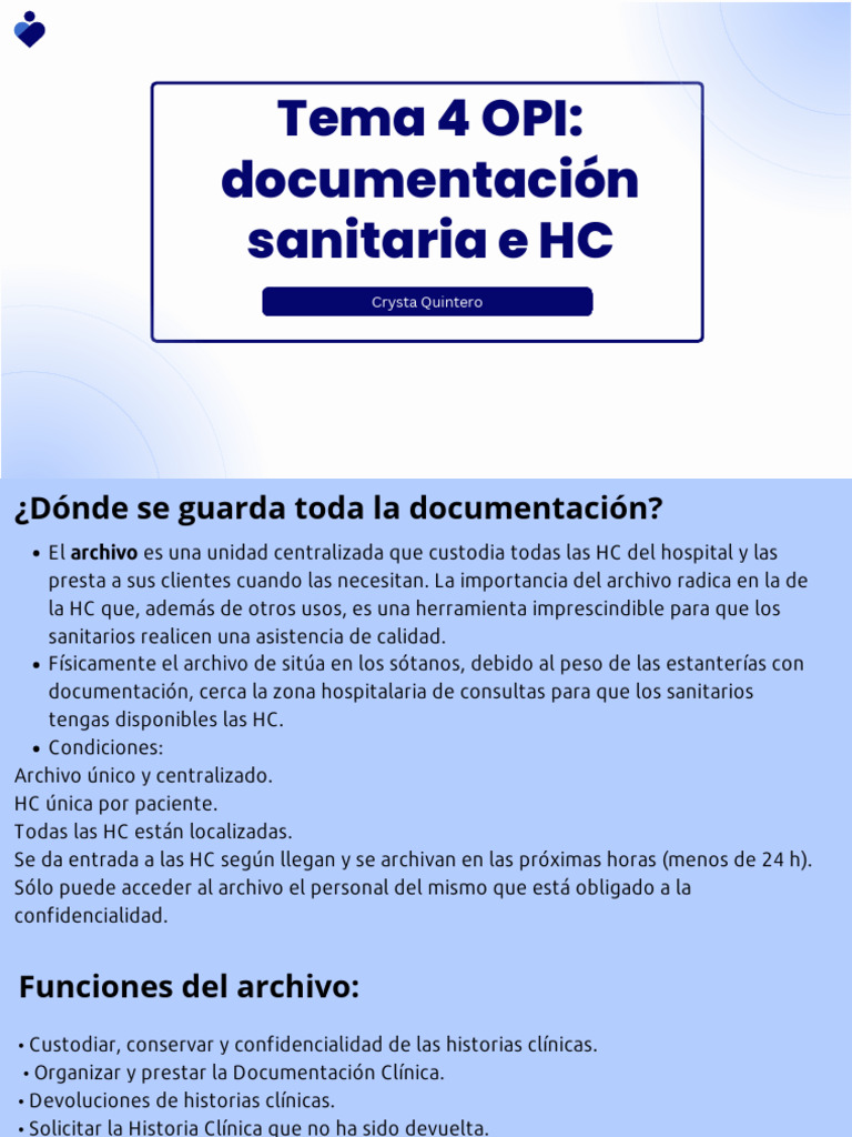 Tema 4 OPI | PDF | Historial médico | Hospital