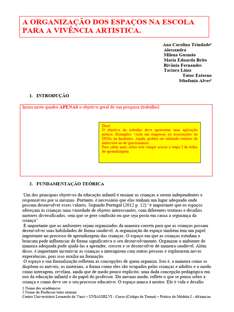 Modelo de Paper | PDF | Aprendizado | Pré-escola