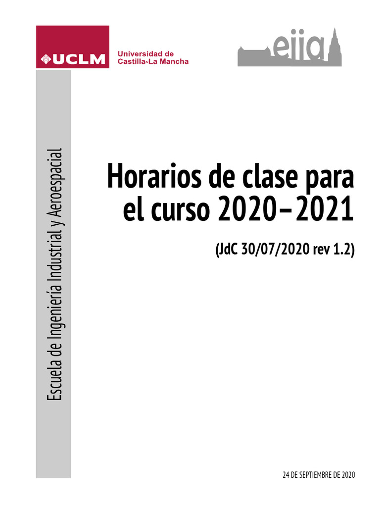 Horarios Clases Ingeniería 2020 2021 Pdf Laboratorios Ingeniería