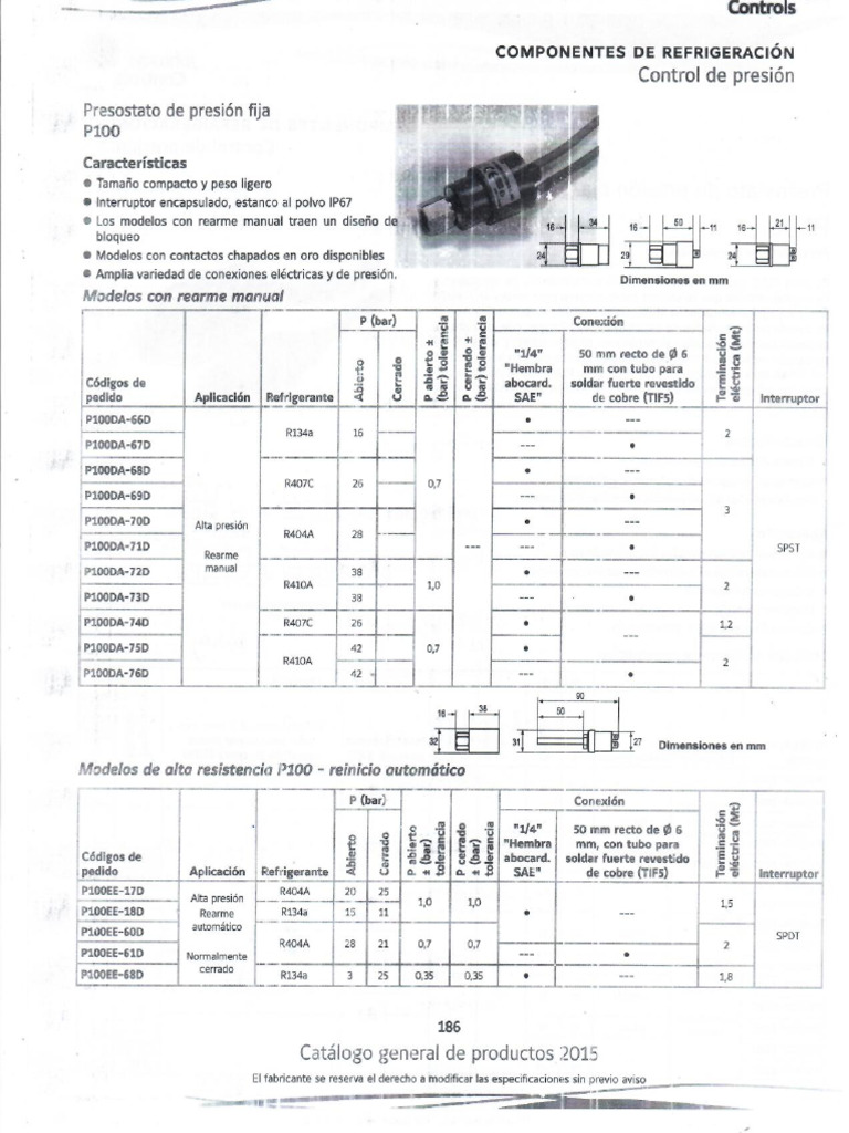 Ficha Tecnica Termostato Modelo-P100 | PDF Ficha Tecnica Termostato Modelo-P100 | PDF