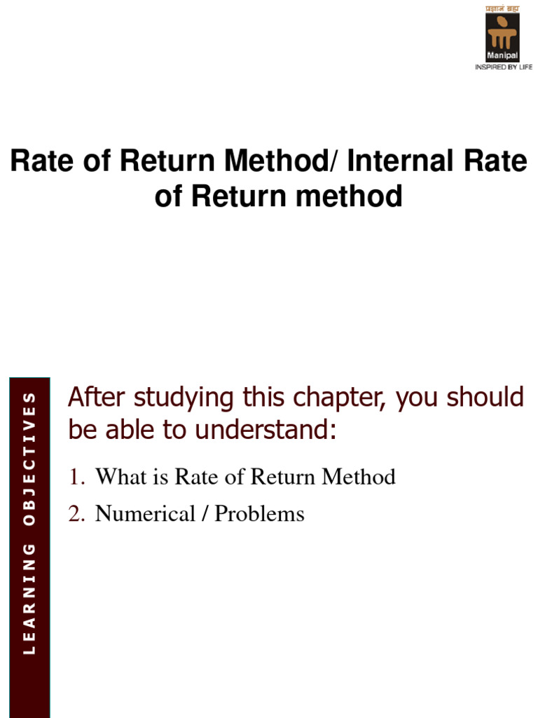 8 Internal Rate of Return (IRR) or Rate of Return Method Revised | PDF ...
