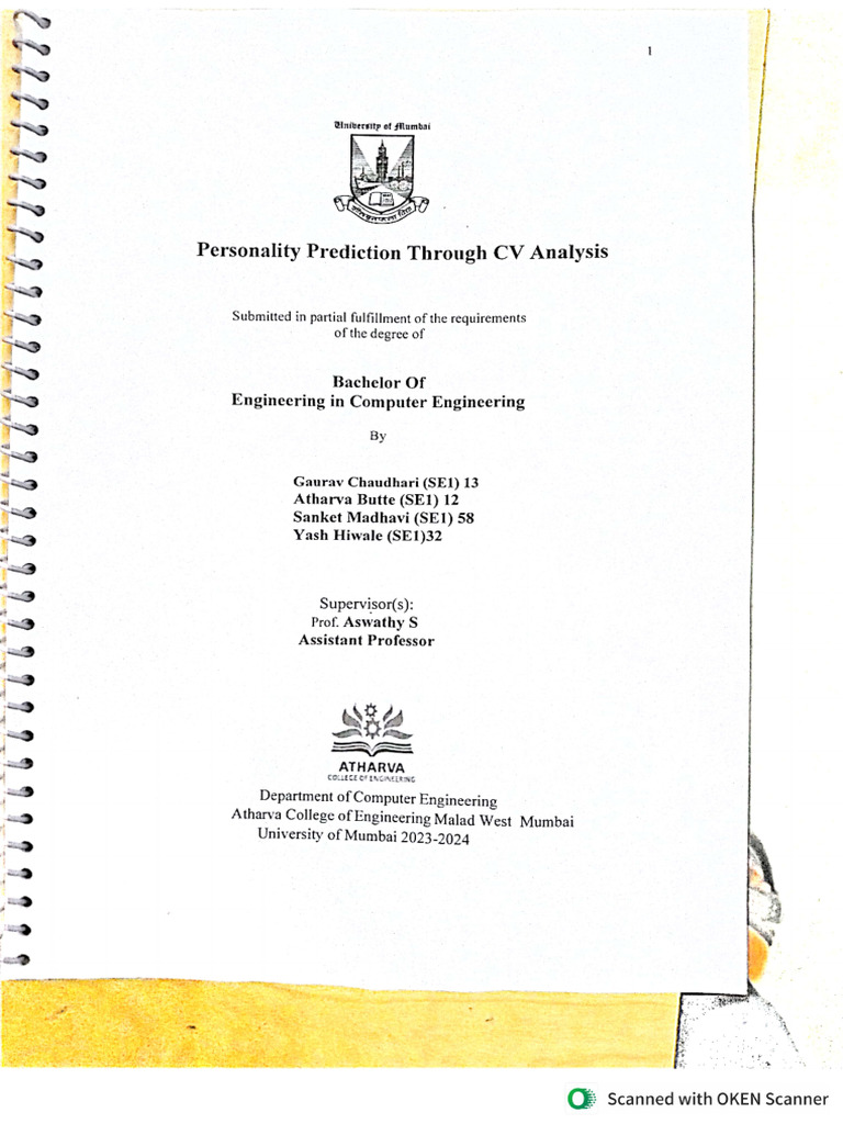 Group No. (24) - Personality Prediction Through CV Analysis - Report | PDF