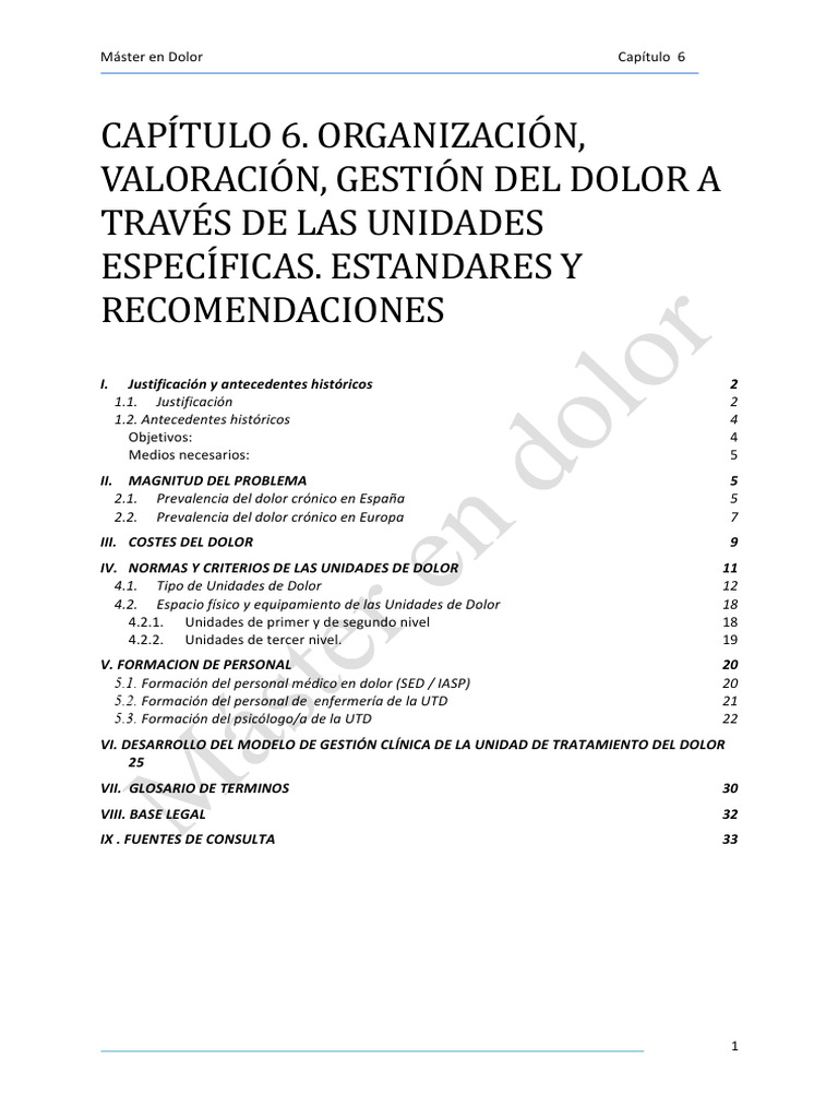 Capitulo 6 - Unidades de Dolor | PDF | Dolor | Hospital