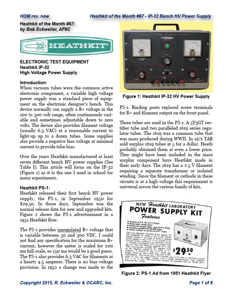 Heathkit 067 IP32 | PDF | Vacuum Tube | Rectifier