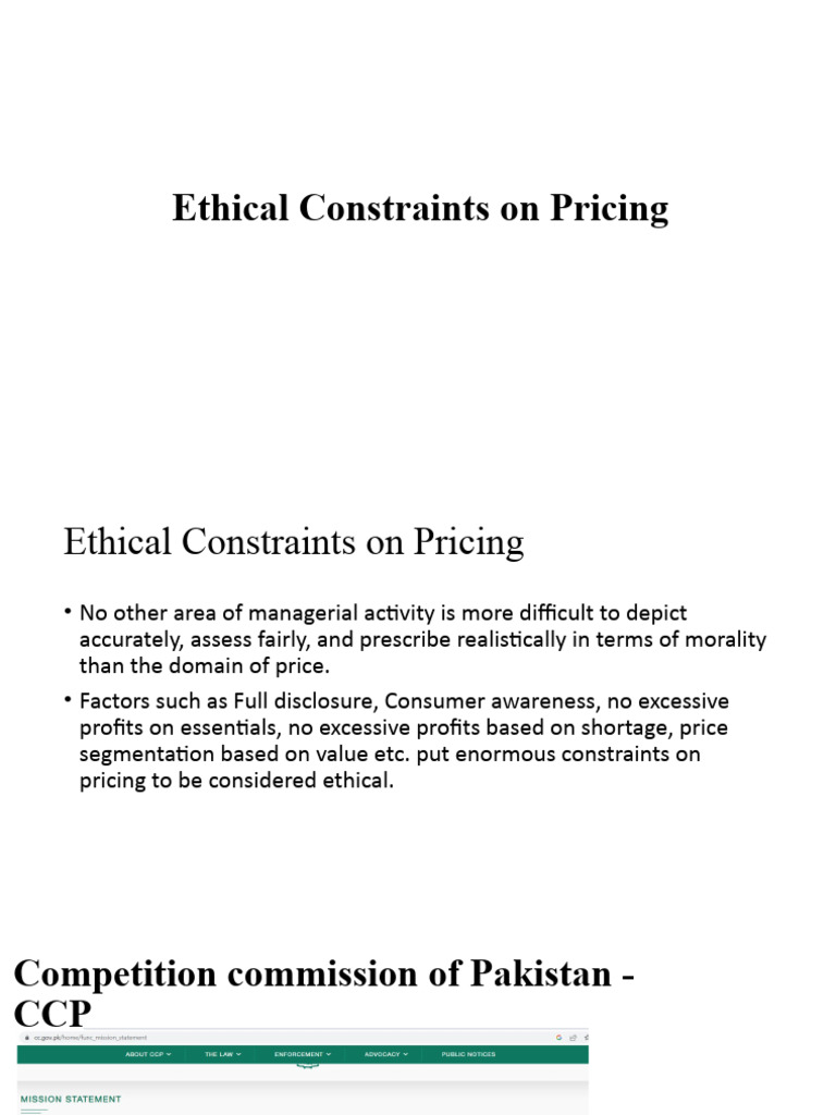 Ethical Constraints in Pricing | PDF | Price Discrimination | Price Fixing