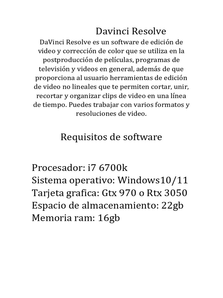 DaVinci Resolve: Edición y Corrección Pro | PDF | Tecnología
