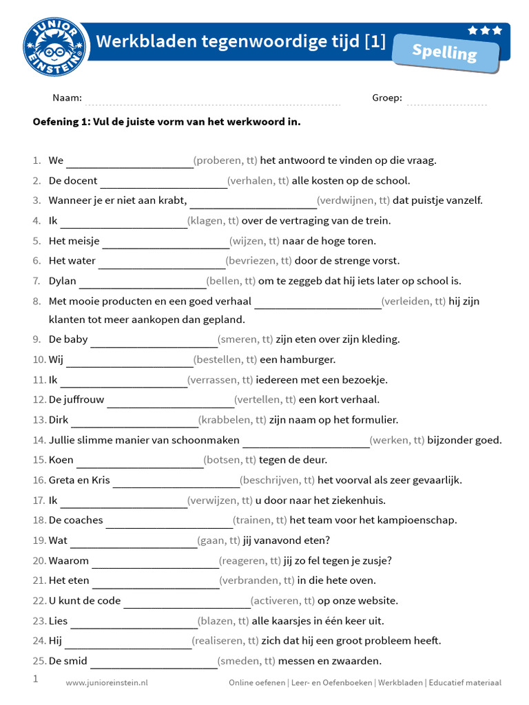 Taal Les Werkblad | PDF