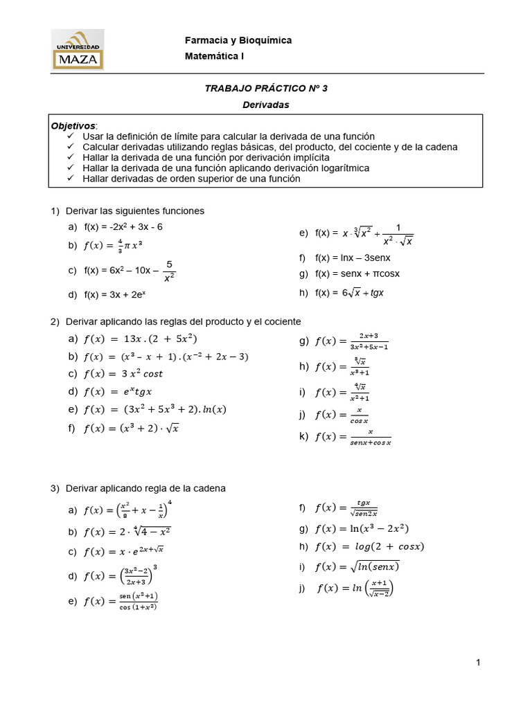 TP 3 Derivada | PDF | Derivado | Funciones y mapeos
