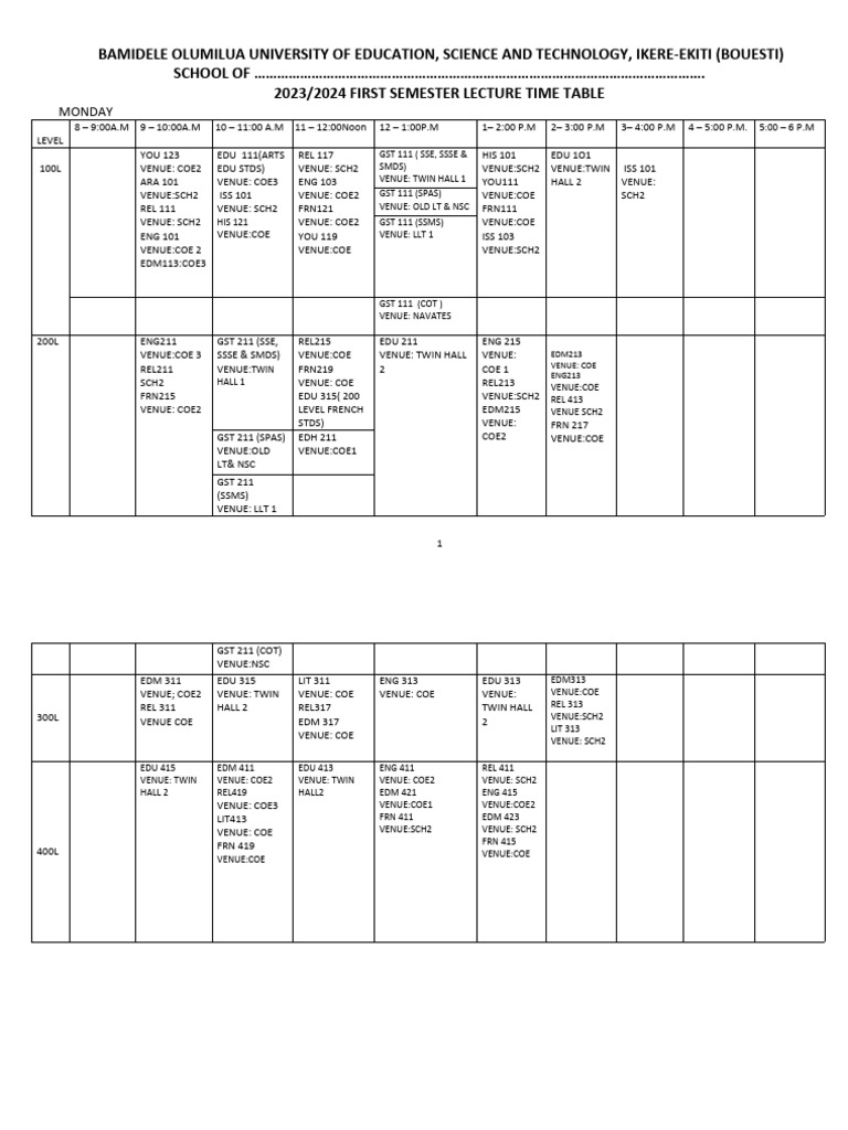 Newest Smds Rework 202324 First Semester Lecture Time Table | PDF ... Newest Smds Rework 202324 First Semester Lecture Time Table | PDF ...