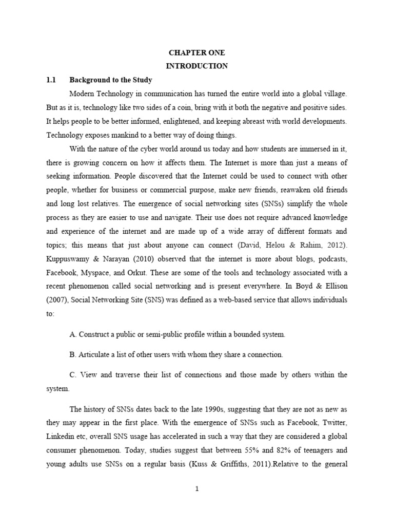 Chapter One & Two | PDF | Mass Media | Social Networking Service Chapter One & Two | PDF | Mass Media | Social Networking Service