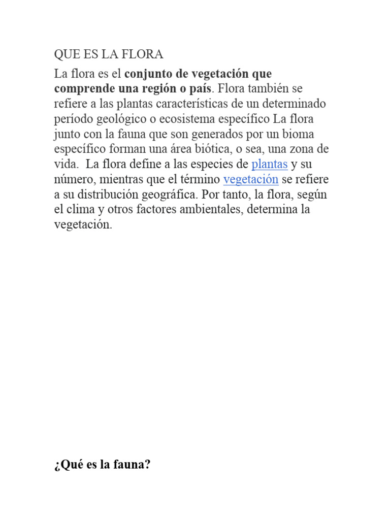 QUE ES LA FLORA | PDF | Fauna | Flora