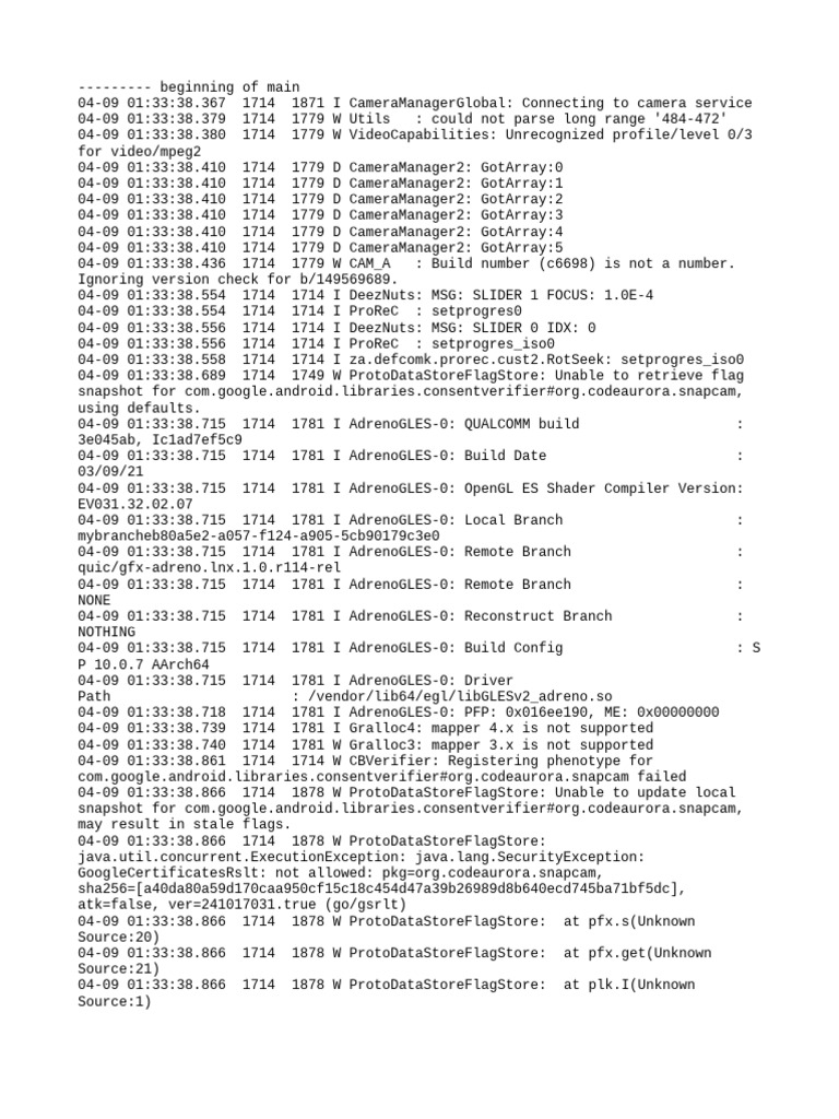 Camera Service Connection Logs | PDF | Computer Engineering | Computer Programming