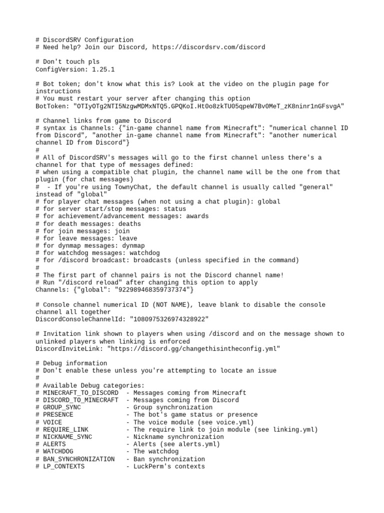 DiscordSRV Setup Guide for Admins | PDF | Command Line Interface | Minecraft