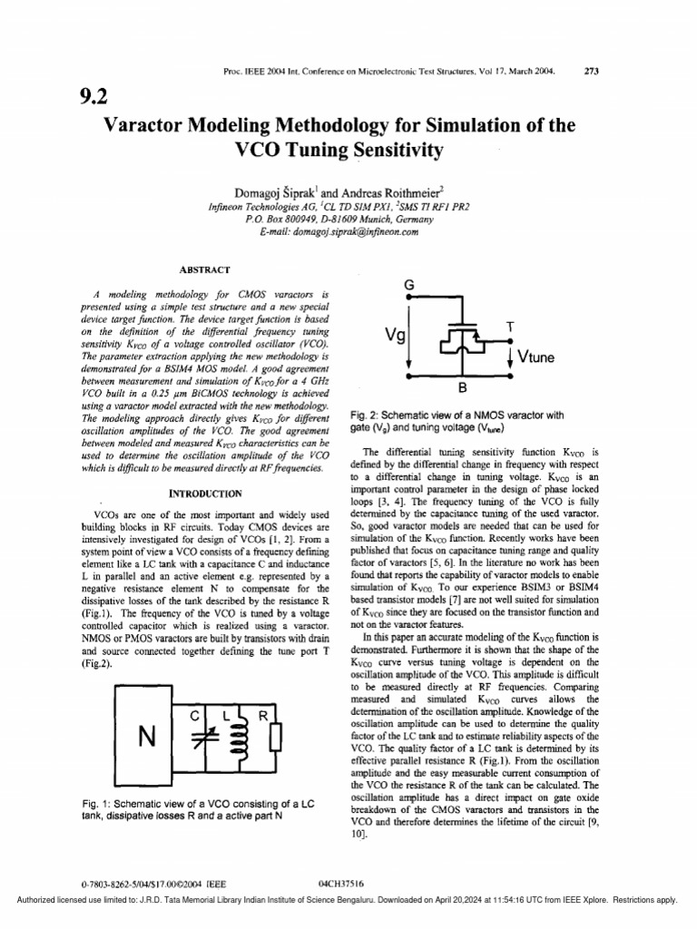 Varactor Modeling Methodology For Simulation of The VCO Tuning Sensitivity | PDF | Cmos | Mosfet