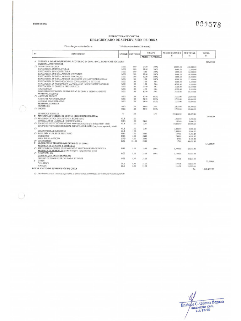 Gastos Generales de Supevision | PDF