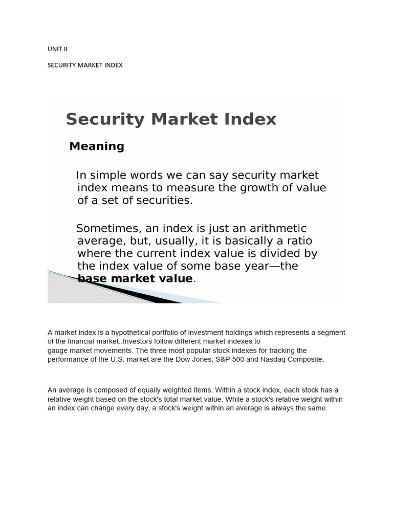 Security Market Index | PDF | Stock Market Index | Stocks